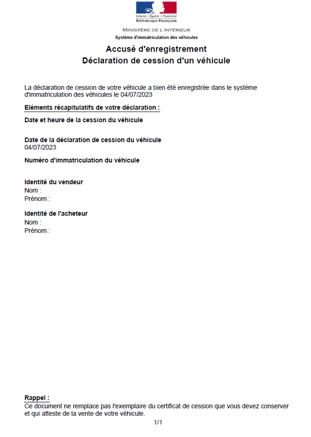 Quel document utiliser lors d'une vente d'un véhicule d'occasion